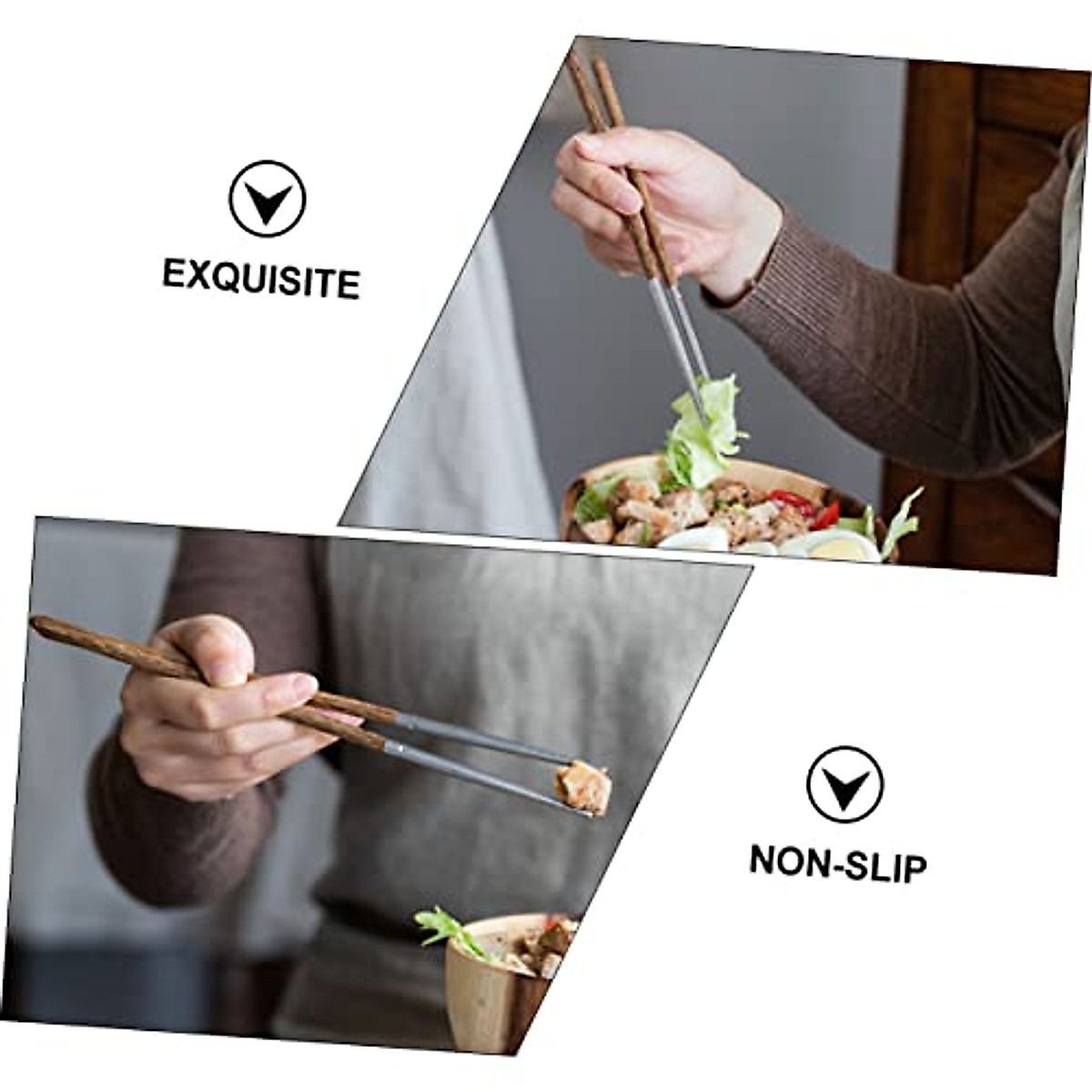 BESTonZON 2 Pairs Stainless Steel Splicing Chopsticks Metal Chopsticks Camping Dinnerware Japanese Food Chop Sticks Stainless Steel Chopsticks Table Silverware Household Flatware Home Supply