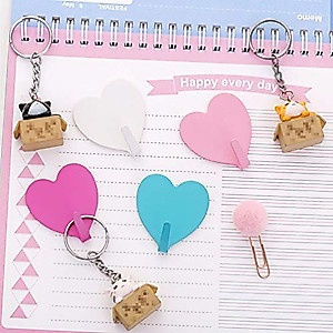 Hemoton 12 Pcs Iron Strong Heart Shaped Adhesive Hangers Wall Mounted Hooks Coat Hook Traceless Hanger for Bathroom Kitchen (Light Pink)