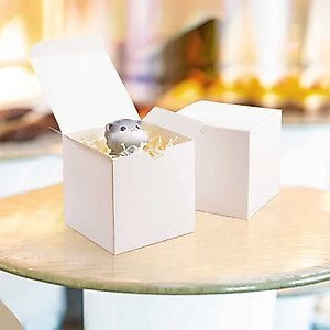 opaprain 4x4x4 inch 50 pack small white gift box with lid, DIY made easy assemblely gift box for weddings, birthday parties, holiday celebrations