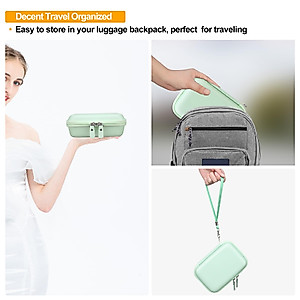 Elonbo Carrying Case for INVISEN Label Maker Machine, Mini Label Printer Portable Thermal Printer Travel Bag, Sticker Printer Storage Holder, Mesh Pocket Fits Label Paper Tape, Green