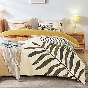 Hilioens Duvet Cover King Abstract Arch Sun Beige Modern Mid Century Boho Bedding Sets for All Seasons, 3 Pieces Home Bedroom Decorations Soft Microfiber