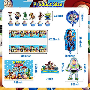 269Pcs Birthday Party Supplies, Cartoon Birthday Party Decorations for Serves 10 Guests, Include Backdrop, Cake & Cupcake Toppers, Latex Balloons, Tablecloth, Tableware, Foil Balloons and Stickers