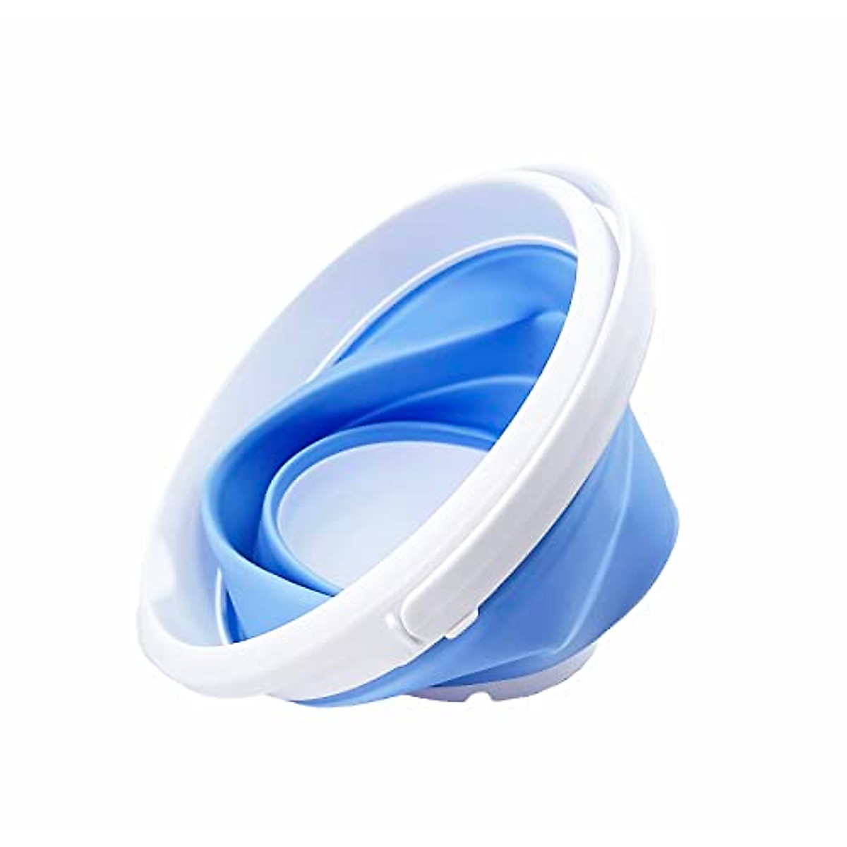 SAMMART 5.5L (1.4 Gallon) Collapsible Plastic Bucket - Foldable Round Tub - Portable Fishing Water Pail - Space Saving Outdoor Waterpot (Grey + Baby Blue (Set of 2))