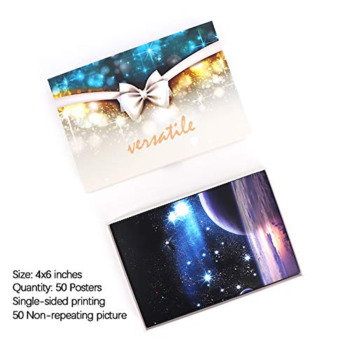 HZSYF Blue Photo Wall Collage Kit - Galaxy Stars Wall Art Space Posters Pictures Aesthetic Room Decor for Boys Girls Bedroom Dorm Nature Nebula Starry Night Universe Artwork 50 Set 4x6inch UNFRAMED