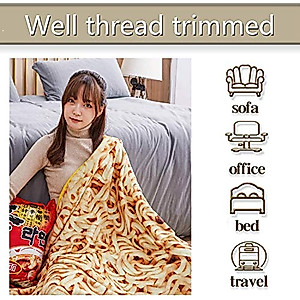 Soft Blanket Throw Kawaii Pillow Simulation Instant Noodles Shape Pillow Funny Realistic Food Round Blanket Throw Blanket for Adults&Kids