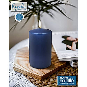 Hyoola Midnight Blue Pillar Candles 2x3 Inch - 4 Pack Unscented Pillar Candles - European Made