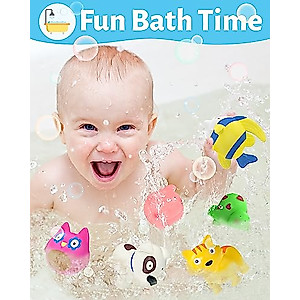 Mold Free Animal Baby Bath Toys for Toddlers 1-3 / Infants 6-12-18 Months, Toddler Bath Toys for 1 2 3 4 Year Old Girls Boys Gifts, No Hole Bathtub Toys, Pool Toys for Toddlers Age 1-2 (6 Pcs)