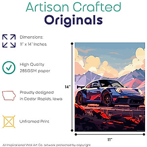 Inspirational Wall Art Co. - Stylish | 2023 Porsche 911 - Car Posters for Boys Room - Car Wall Decor - Car Room Decor - Car Posters for Men | 11x14 Inches Unframed