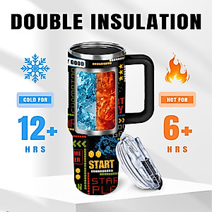 Gamer Gifts for Men Boys, 40oz Gamer Tumbler Cup, Teen Boy Gifts Gaming Stuff, Game Lover Gifts for Gaming Mugs, Game Presents for Son Boyfriend Birthday Christmas Gifts for Men Boys Gaming Cup