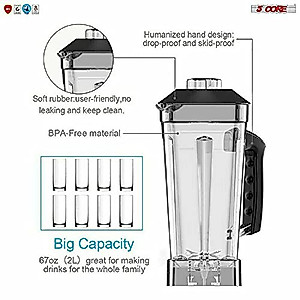 5 Core 2L Professional Countertop Blender For Kitchen 68 Oz 2000W High Speed BPA Free 6 Titanium Blade Smoothie Blender Electric For Soup Shake Juice Multi-Speed Manual JB 2000 M
