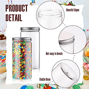 Dandat 16 Pcs Clear Plastic Jars with Lids 30 oz Bottles Containers Plastic Mason Jars Plastic Canisters Cylinders Storage Kitchen and Household Organization Cup for Dry Goods, Spice, Honey, Food
