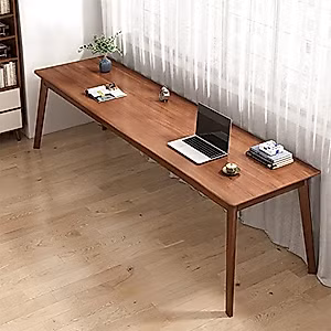 NELYE Mid-Century Long Desk Table - 71 Inches Wood Simple Modern Extra-Long 2-Person Computer Workstation for Home Office Work, Walnut, 71" W x 24" D x 30" H
