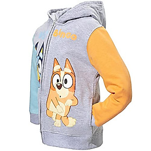 Bluey & Bingo Little Boys Fleece Zip-Up Raglan Hoodie Grey 7-8