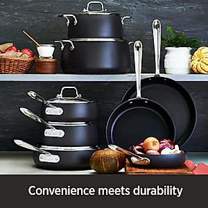 All-Clad HA1 Hard Anodized Nonstick Grill 11x11 Inch Oven Safe 350F Pots and Pans, Cookware Black