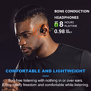 KOLORFARM Wireless Bone Conduction Headphones with Mic, Open Ear Headphones Bluetooth 5.3 Sports Headset with Up to 8 Hours Playtime, IP56 Sweatproof Certified for Running Hiking Driving Workouts