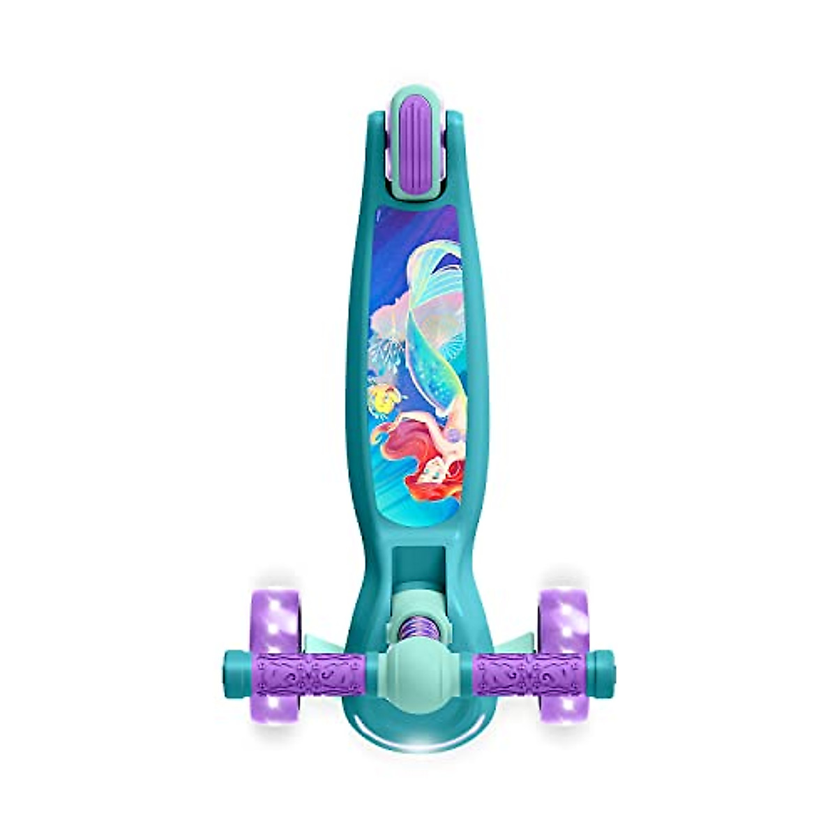 Jetson Little Mermaid LED Light-Up Wheels Scooter for Kids, Height-Adjustable, Easy Folding