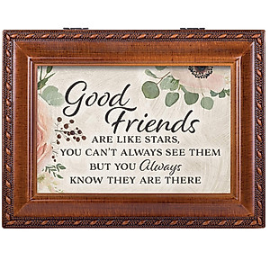 Cottage Garden Good Friends are Like Stars Woodgrain Rope Trim Music Box Plays You Light Up My Life