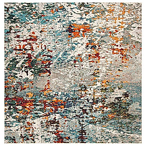 SAFAVIEH Madison Collection 10' x 14' Grey/Blue MAD471F Modern Abstract Non-Shedding Living Room Bedroom Dining Home Office Area Rug