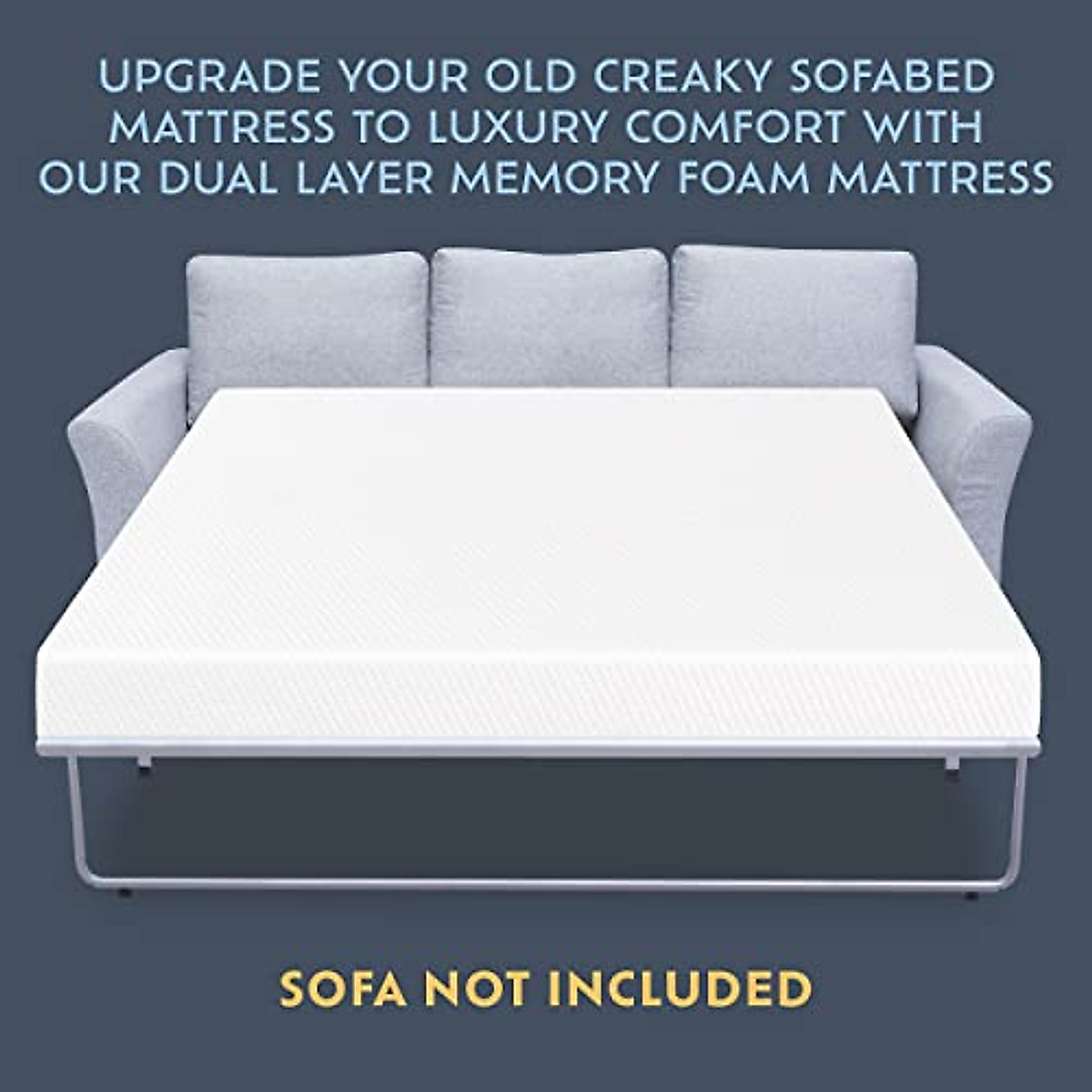Heyward Premium Memory Foam Sofa Bed Replacement Mattress for Queen Size Sleeper | 4.5” Inch | CertiPUR-US Certified | Washable Material w/Non-Slip Base | 73”L x 58”W x 4.5”H