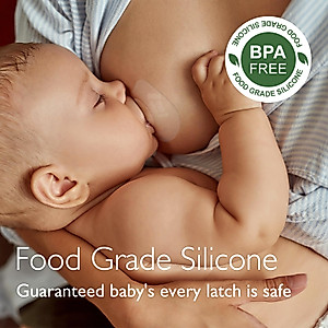 Momcozy Contact Nipple Shields, 100% Food-Grade Silicone for Breastfeeding Difficulties, Ultra-Thin & Super-Soft, Made Without BPA/BPS, Include Carry Case (24mm)