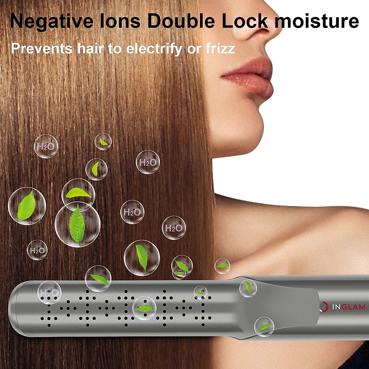 IG INGLAM 360° Airflow Styler Hair Straightener with Cooling Fan, 2 in 1 Professional Straight and Curl Hair Tools