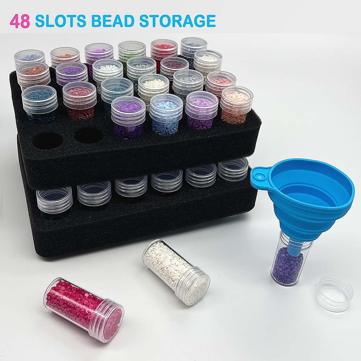 Diamond Painting Storage Containers Diamond Art Accessory Kits with Shockproof Jars,Diamond Painting Accessorys Tool Kits Craft Jewelry Bead Rhinestones Diamond Paintings Tools Organizer Box (Blue)