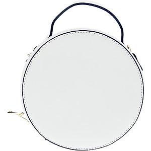 5th Elm Floral Round Crossbody Purse, Adjustable, Removable Strap, Delicate Detail - White