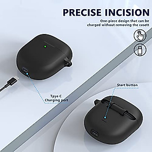 Case for Bose QuietComfort Earbuds II (2022),Bose Quietcomfort Earbuds ii Silicone Case Cover Cleaner Kit and Keychain Accessories(Black)