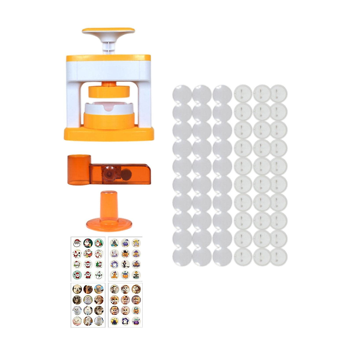 DYNWAVE DIY Pin Badge Button Maker Brooch Pin Making Machine Lightweight Decoration Supplies Creative Badge Die Mould Button Maker Machine for Kids, with 48 Set