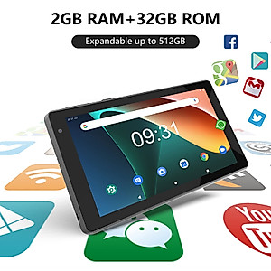 NOVOJOY 7 Inch Tablet, Tablet with Case, Android 11 Tablet PC, 32GB Storage 2GB RAM Tablets Quad-Core Processor Android 11 Tablet PC Dual Camera, WiFi, BT Computer Tablet.(with Tablet Cover)