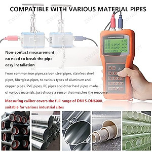 ZWJABYY Ultrasonic Flow Meter TUF-2000H Liquid Water Flow Control Meter Flowmeter Counter LCD Display,with TS-2/TM-1/TL-1 Clamp-on Transducers DN15-DN6000mm,DN50-DN700