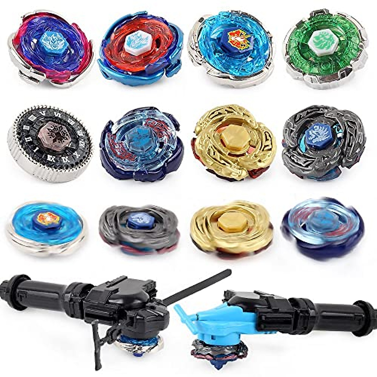 Burst Battle Top Set 8 Battling Tops Itcaoseklu Evolution Combination 4D Series 3 Launchers Blast Gyro Game with Portable Storage Box Gift for Kids Children Boys (Kids Edition)