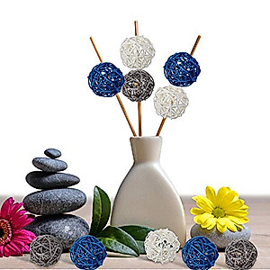 15 Pieces Vase Filler Rattan Balls Decorative for Craft, Party, Wedding Table Decoration, Baby Shower, Aromatherapy Accessories, 1.8 Inch (Blue Gray White)