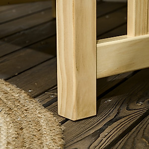 Outsunny 2-Piece Patio Furniture Set with 1 Armrest Single Chair and an Ottoman, Outdoor Wooden Chair with 4" Thick Padded Cushions for Backyard, Porch, and Poolside, Beige