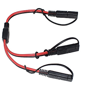 14AWG SAE DC Power Automotive Connector Cable Y Splitter 1 to 2 SAE Extension Cable, Fit for Suitable for Solar Battery Connection and Transfer 12inch/30cm - with Protective Cover