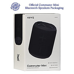 KOVE Mini Commuter 2 Portable Speaker - Black Bluetooth Speakers, Wireless with HD Louder Volume, Deep Bass Subwoofer, Microphone, IPX7 Water Resistant - Perfect Boom Box for Home, Outdoor or Travel