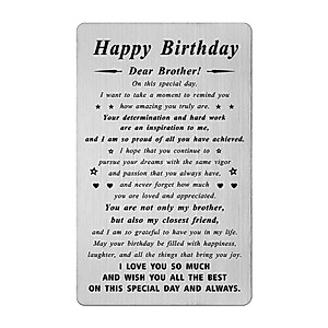 BAZLJY Brother Birthday Cad - Engraved Birthday Gifts for Borther - Happy Birthday My Dear Brother Gifts
