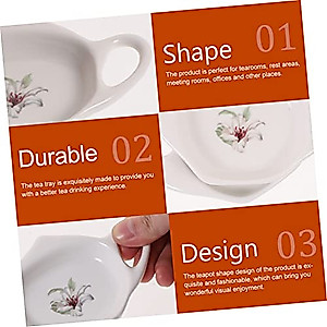 Cabilock 4pcs Ceramic Tea Bag Saucer Coffee Coasters Coffee Decor Cabinet Decor Tea Bag Holders Ceramic Ketchup Saucer Tea Bag Rest Tea Bag Trays Teabags Organizer Dipping Dishes White Gift