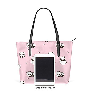 Shoulder Bag for Women Tote Bags Leather Shopper Bag Large Work Cute Cartoon Panda Decor Handbags Casual Bag