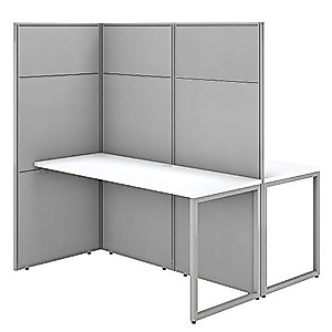 Bush Business Furniture Easy Office 2 Person Cubicle Desk Workstation, 60W x 66H, Pure White