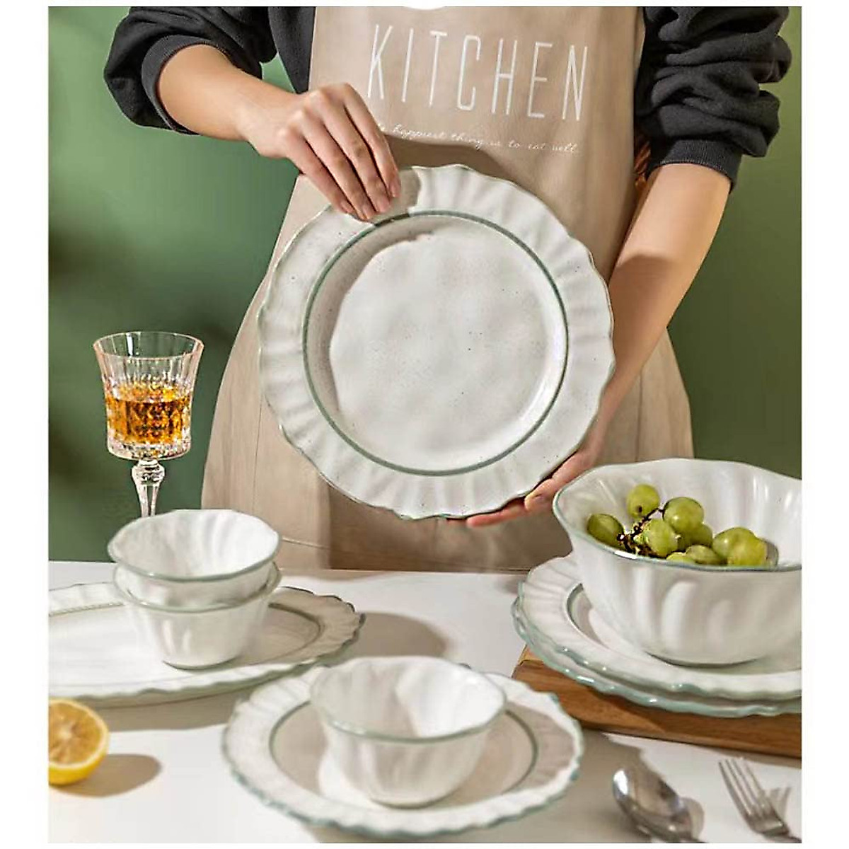 NA Sesame style originality Dinner Plates - Set of 4 (10.5 inch Dinner Plate)