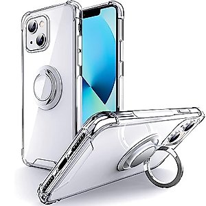 Silverback Designed for iPhone 13 Mini Case Clear with Ring Kickstand, Protective Shock -Absorbing Bumper Shockproof Phone Case for Apple iPhone 13 Mini 5.4 inch-Clear
