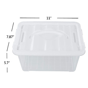 Inhouse 2 Pack Storage Box with Lid, Small Clear Plastic Storage Bin