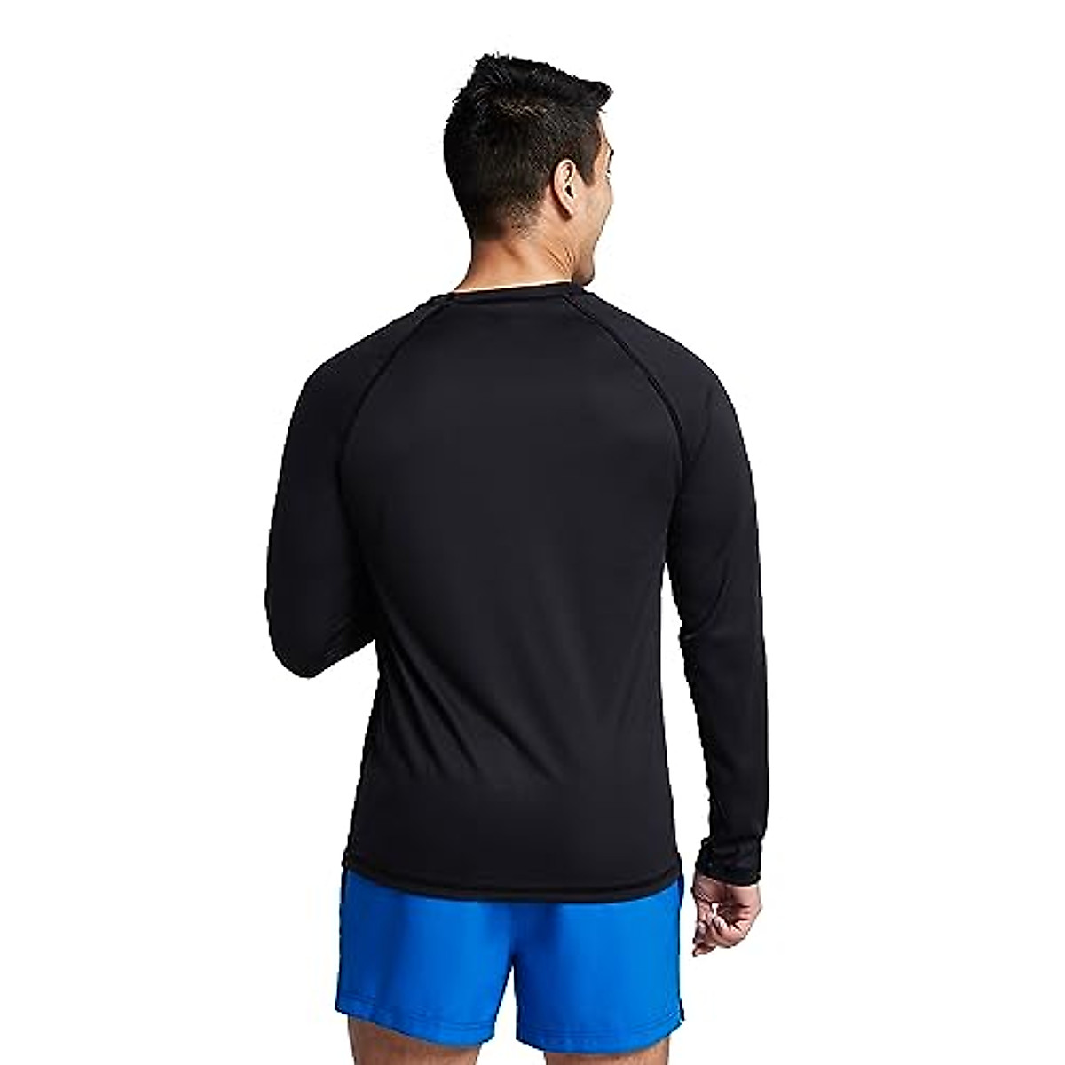 Speedo Men's UV Swim Shirt Long Sleeve Loose Fit Easy Tee Speedo Black Medium