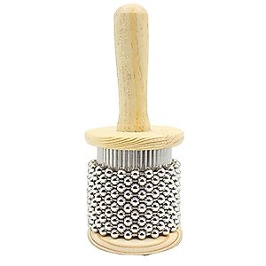 Mowind Wooden Cabasa Pop Hand Shaker Percussion Instrument with Metal Beads Small Size
