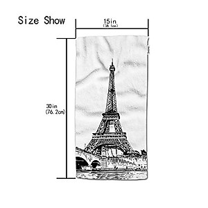 HGOD DESIGNS Eiffel Tower Hand Towels,Vintage French Paris Eiffel Tower Cityscape Art Design 100% Cotton Soft Bath Hand Towels for Bathroom Kitchen Hotel Spa Hand Towels 15"X30"
