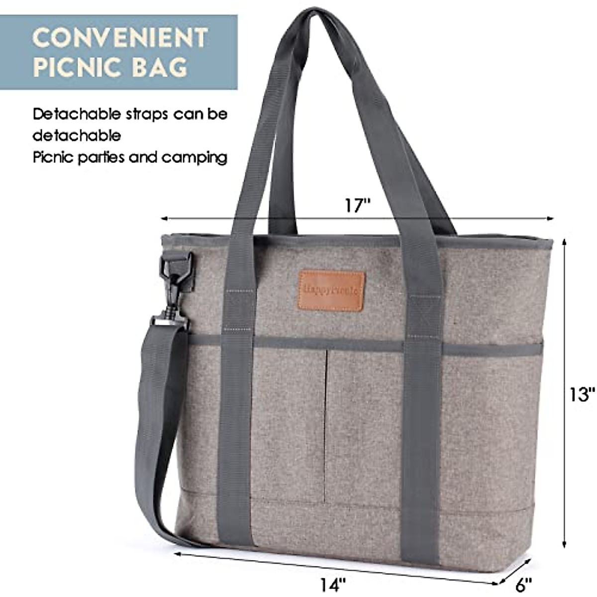 16L Large Insulated Bag, 25CAN Waterproof Cooler Carrier Bag, Thermal Picnic Tote, Lunch Bags for Outdoor Camping, Beach Day or Travel, Collapsible Grocery Shopping Storage Bag - Mother Father Gift