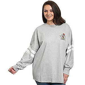 Disney Womens Long Sleeve Jersey Oversized Minnie Mouse (Heather Grey, Large)