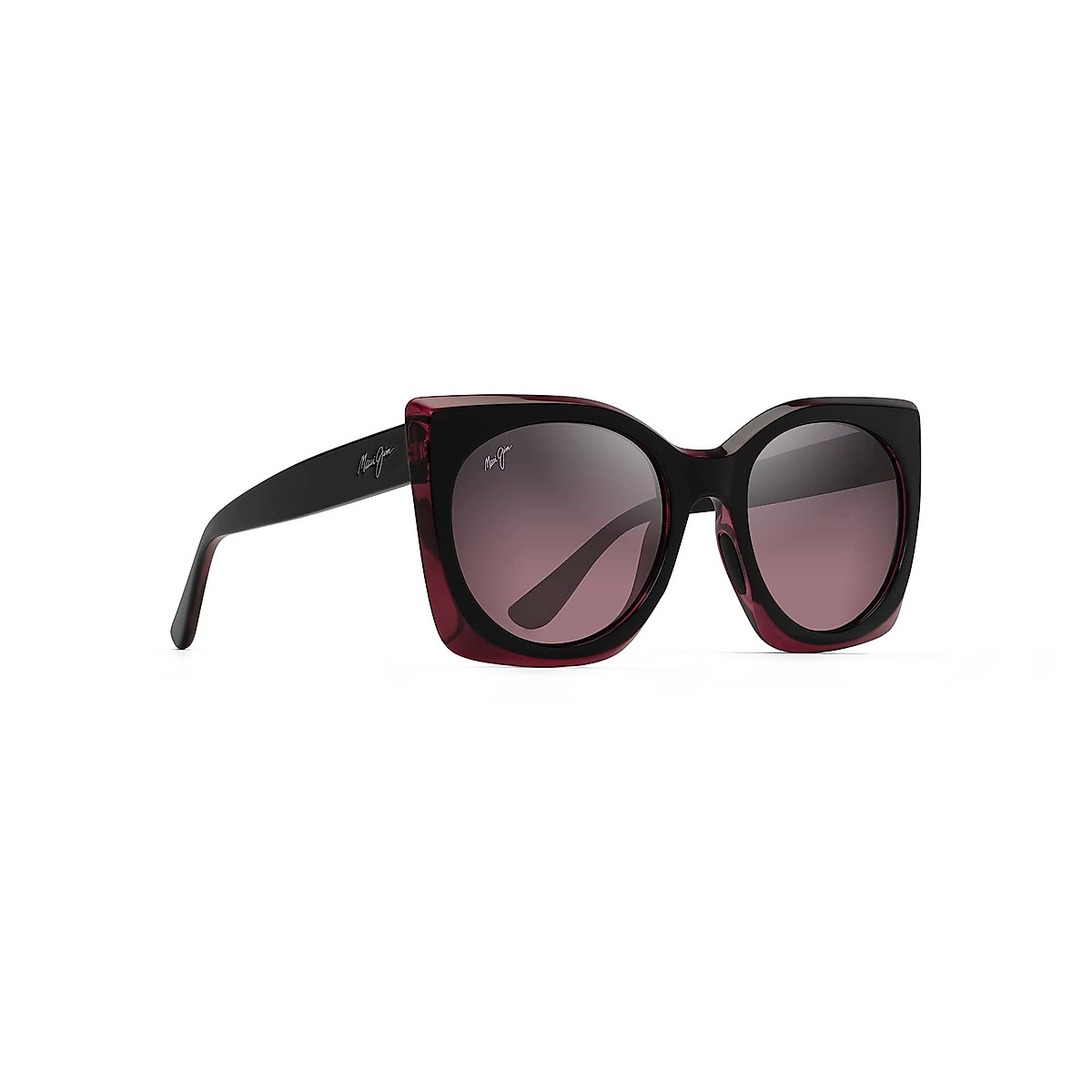 Maui Jim Women's Pakalana Polarized Fashion Sunglasses, Black Cherry w/Raspberry Inter/Maui Rose®, Medium