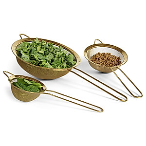 Proto Future Strainer Set Fine Mesh – Premium 304 Stainless Steel (18/8) – 3.3″, 5.5″ and 8″ Sturdy Kitchen Strainers (Gold)